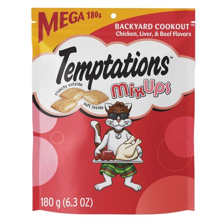 Temptations Snack Para Gatos Adultos Pollo, Hígado Y Carne 180 g ...
