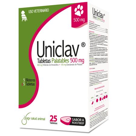 UNICLAV 500 MG SOBRE X 5 TABLETAS - animalsveterinaria